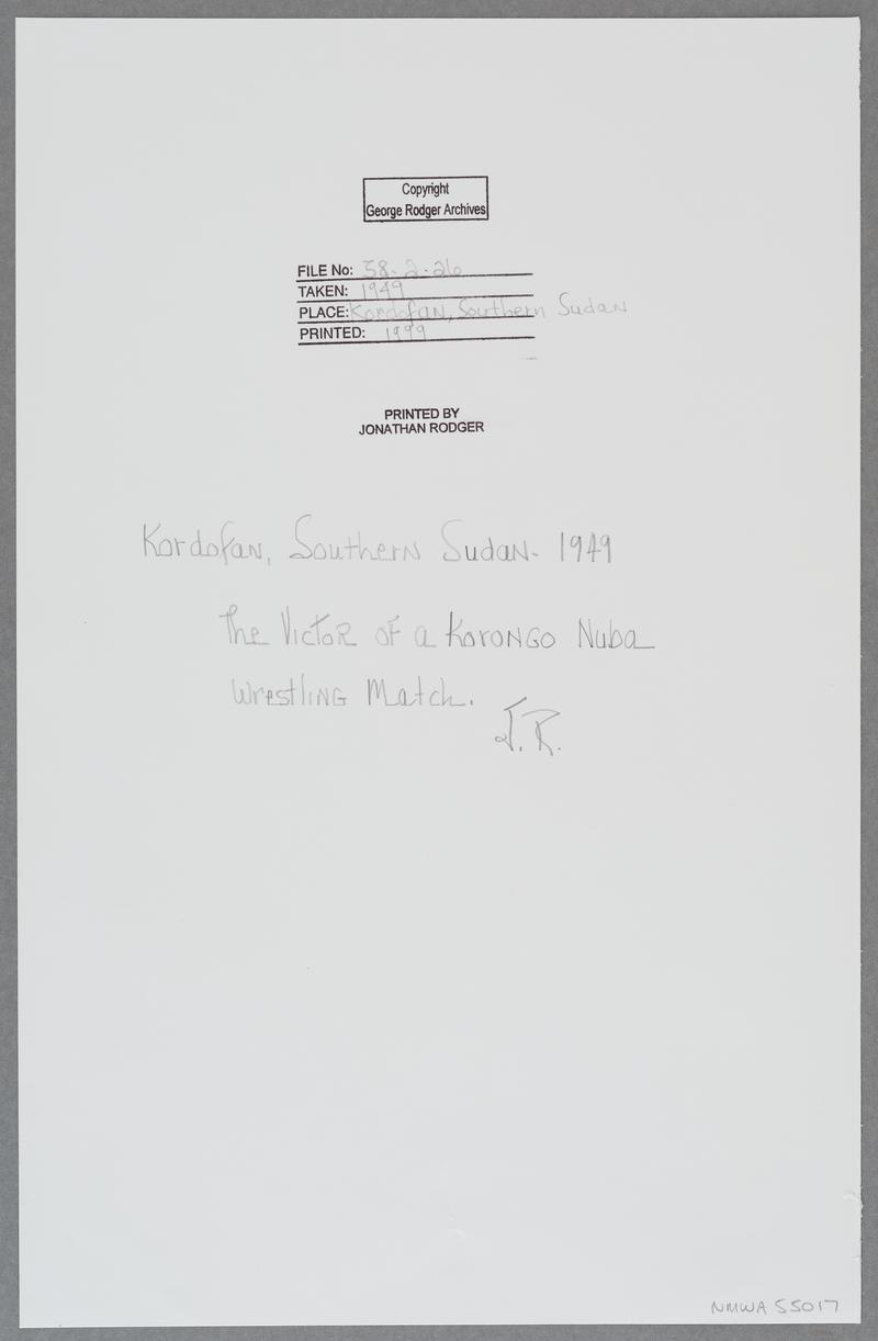 Kordofan, Southern Sudan 1949. The Victor of a Korongo Nuba Wrestling ...